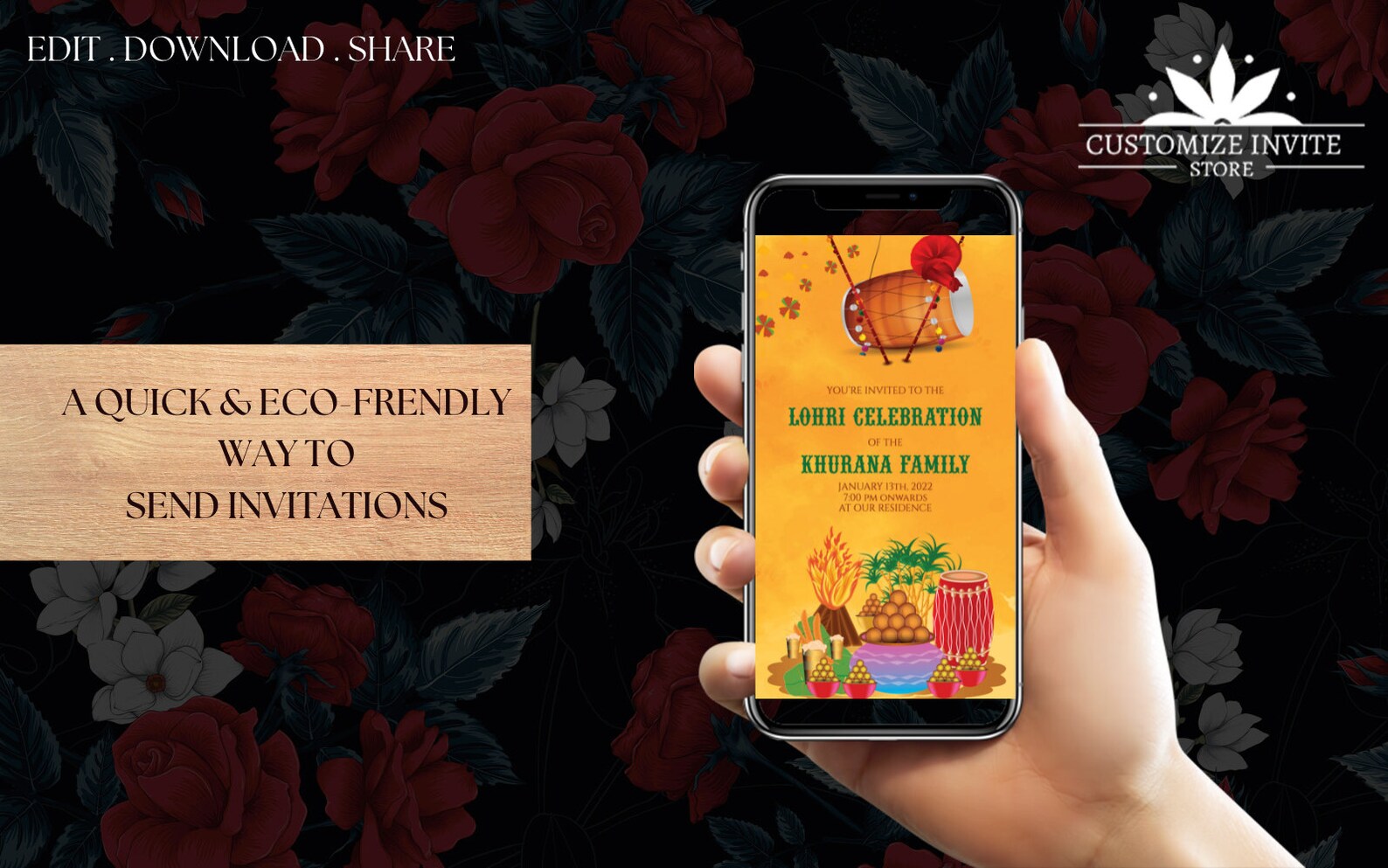 Lohri Invite Lohri Invitation Lohri Mobile Phone Invite First Lohri ...