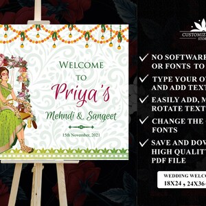 Henna Welcome Sign, Mehndi Night Welcome Signage as Henna Night ...