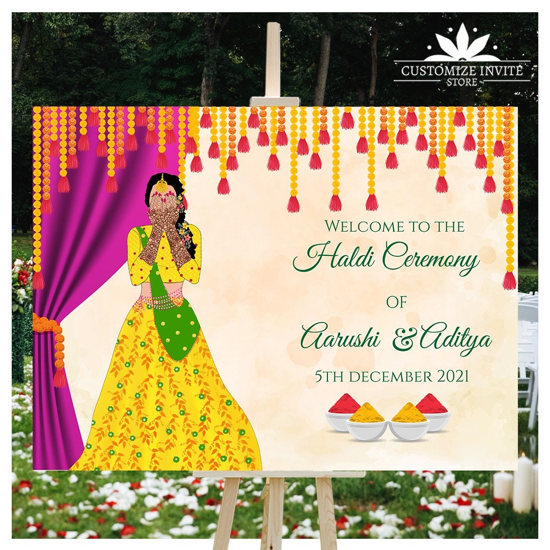 Welcome to My Haldi Ceremony, Welcome to Haldi Signs as Haldi Welcome ...