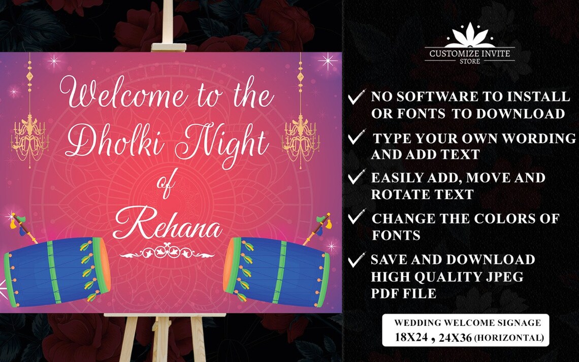 Muslim Dholak Night Signs & Dholki Night Signages, Dholki Welcome Signs ...