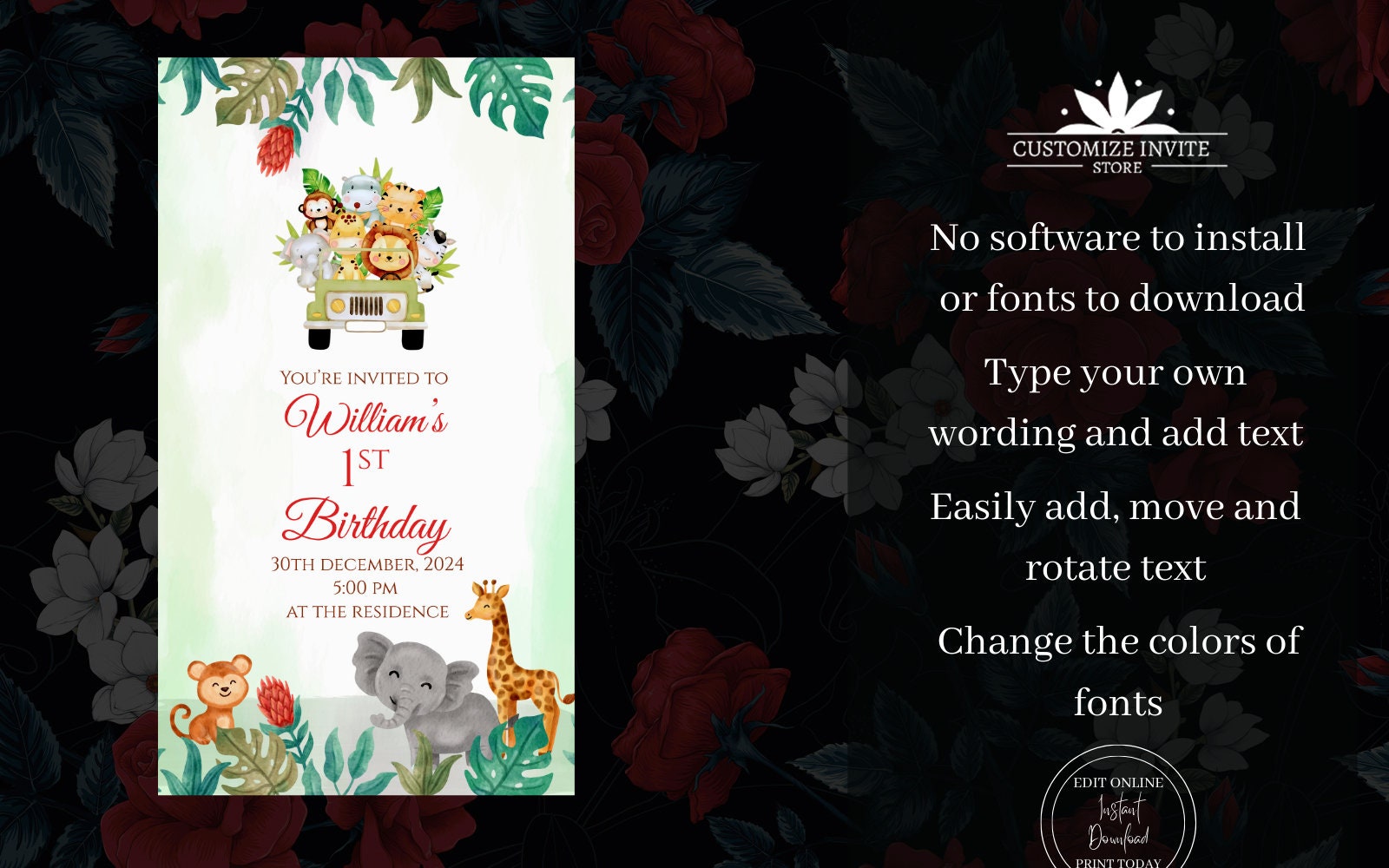 Editable Bing Birthday Invitation Template,digital Kids Party Invite ...