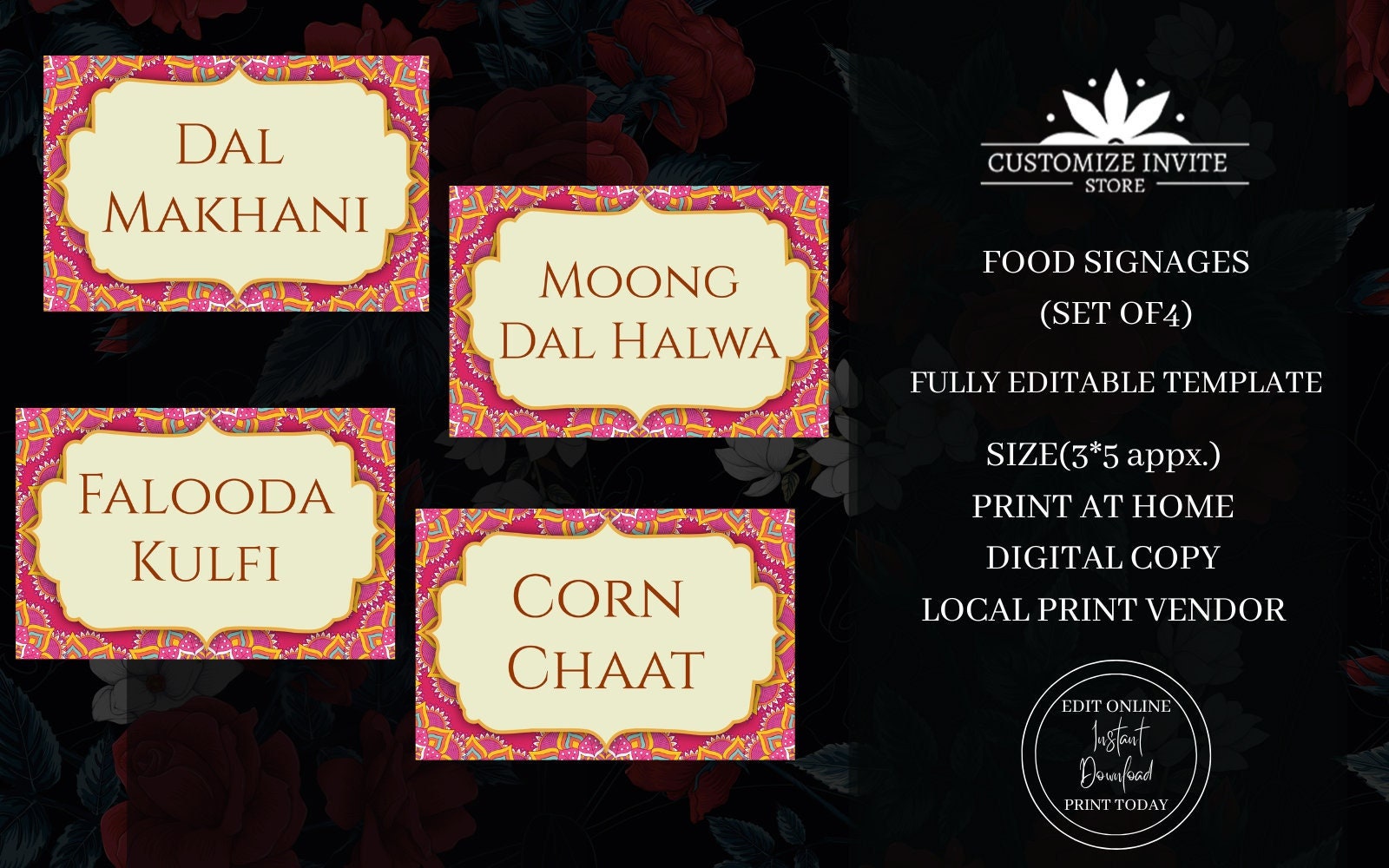 Indian Wedding Food Labels, Mehndi Decor (digital Download) - Etsy
