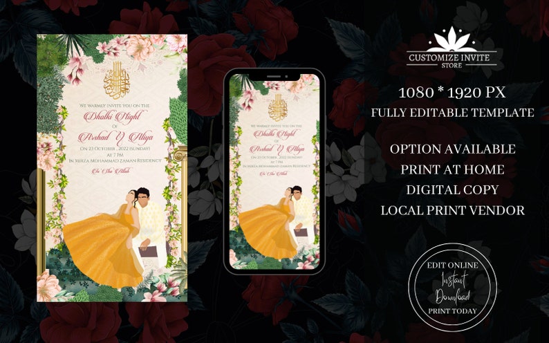 Dholak Invitation & Dholak Invite Digital as Dholak Night Invitations ...