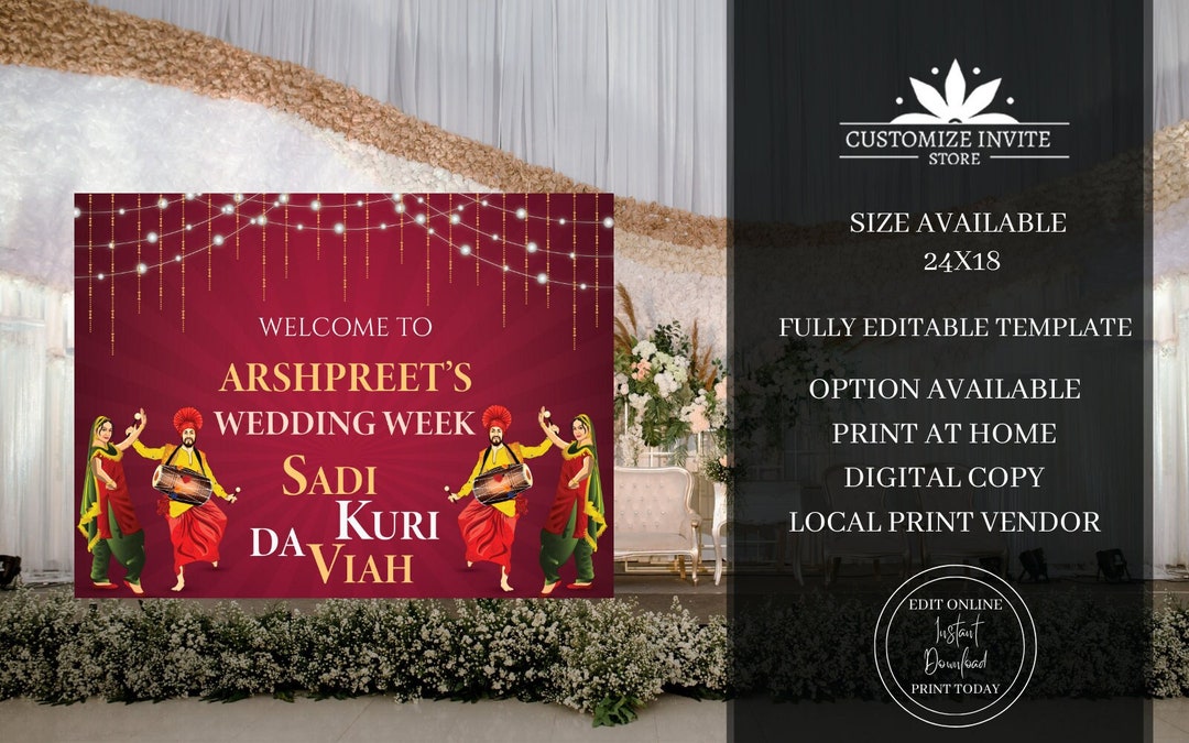 Sade Kuri Da Viah, Punjabi Welcome Signs & Sikh Welcome Signs, Punjabi ...