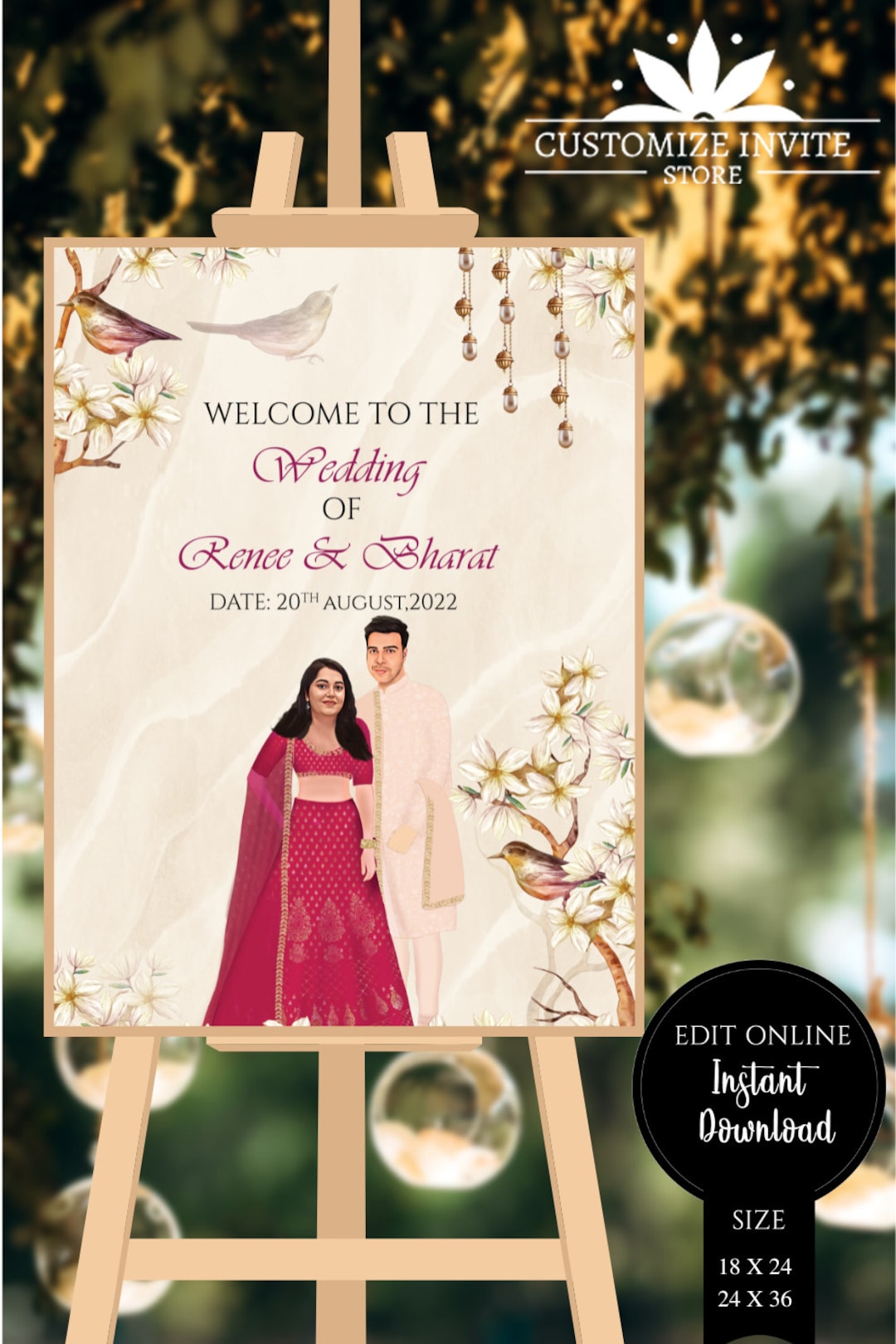 Hindu Bird Welcome Signs as Welcome Signage, Hindu Wedding Welcome ...