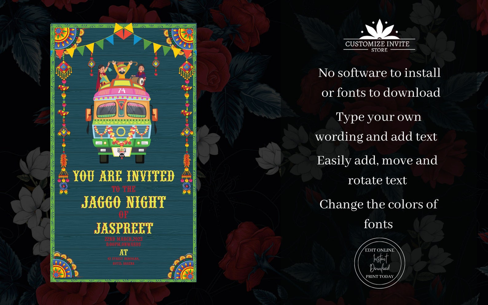 Jaggo Night Invites as Jaggo Wedding Invite, Jago Invitation Digital as ...