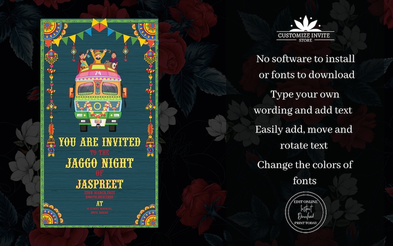 Jaggo Night Invites as Jaggo Wedding Invite, Jago Invitation Digital as ...