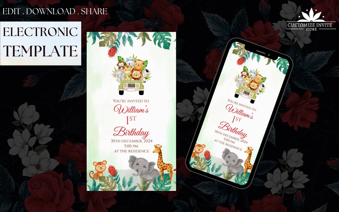 Editable Bing Birthday Invitation Template,digital Kids Party Invite ...