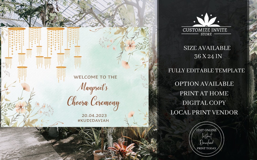 Floral Choora Ceremony as Chura Signs Welcome, Indian Welcome Signs ...
