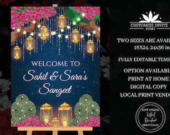 Indian Sangeet Signs & Indian Sangeet Welcome Sign, Sangeet Decor Sign ...