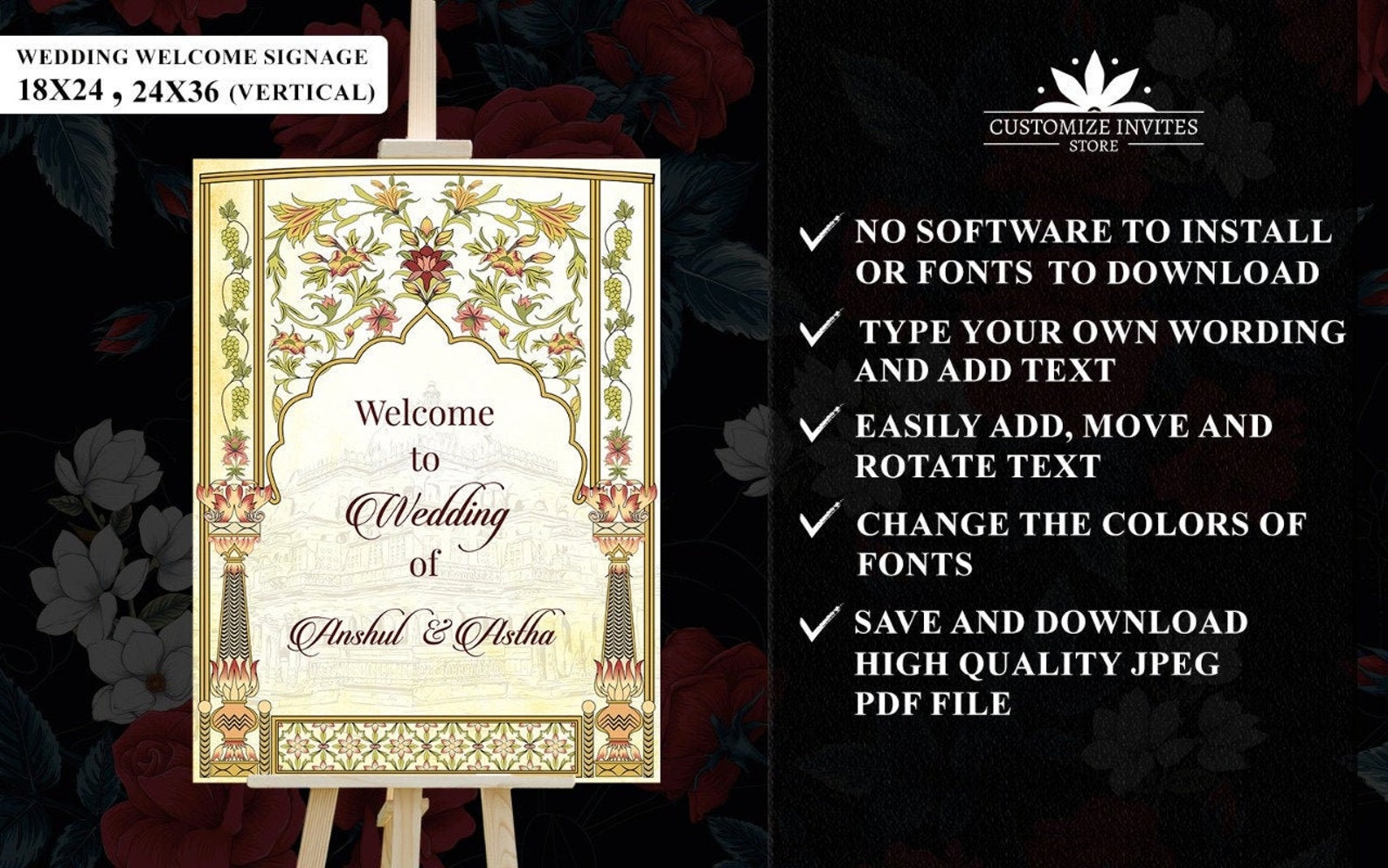 Fully Editable Indian Wedding Signage Board, Welcome to Our Wedding ...