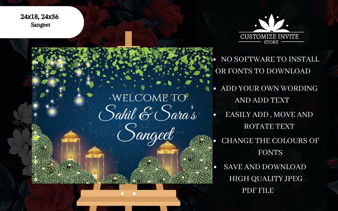 Sangeet Signs & Sangeet Welcome Sign, Sangeet Decor as Sangeet Poster ...
