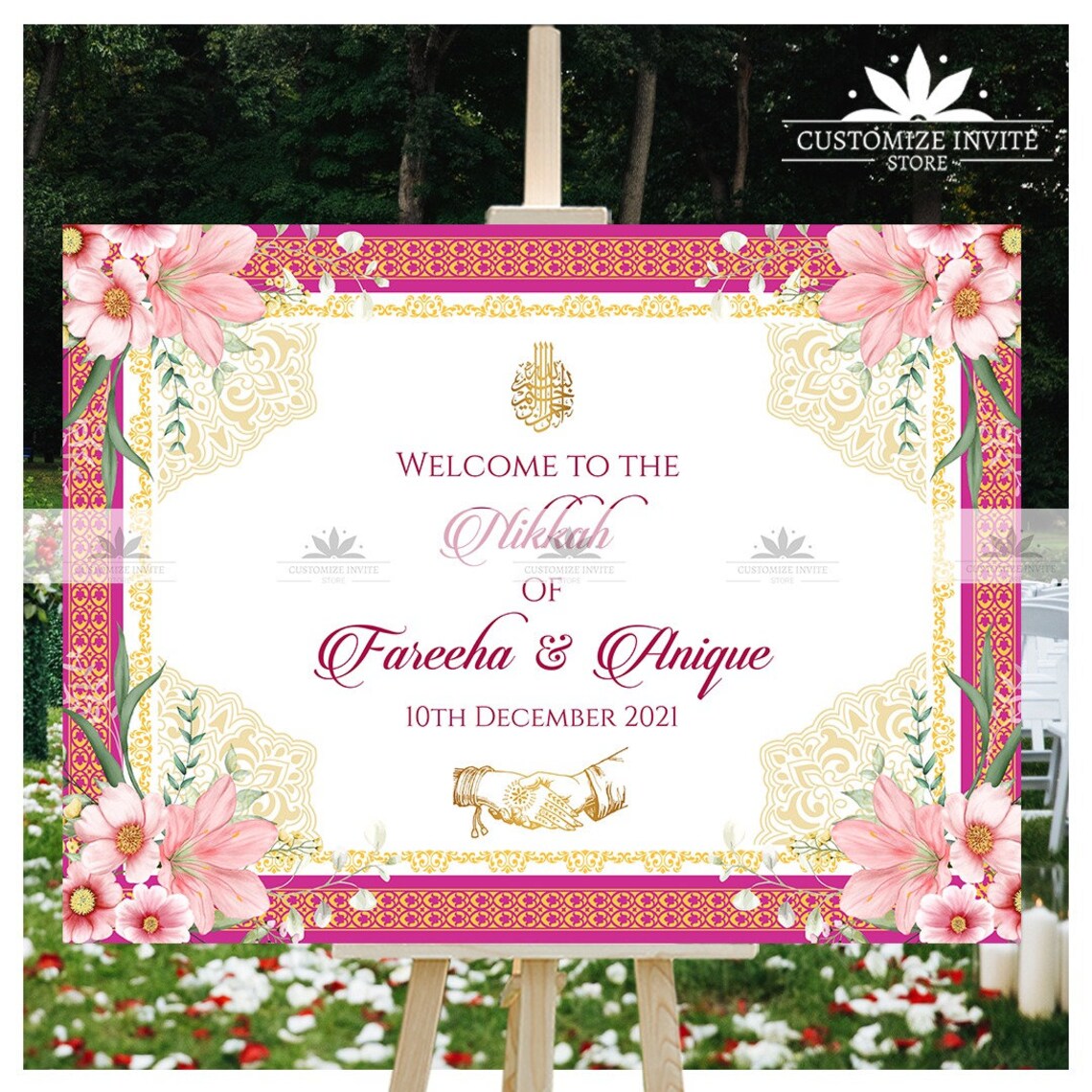 Welcome to Our Nikaah Signage, Nikkah Welcome Signs, Muslim Wedding ...