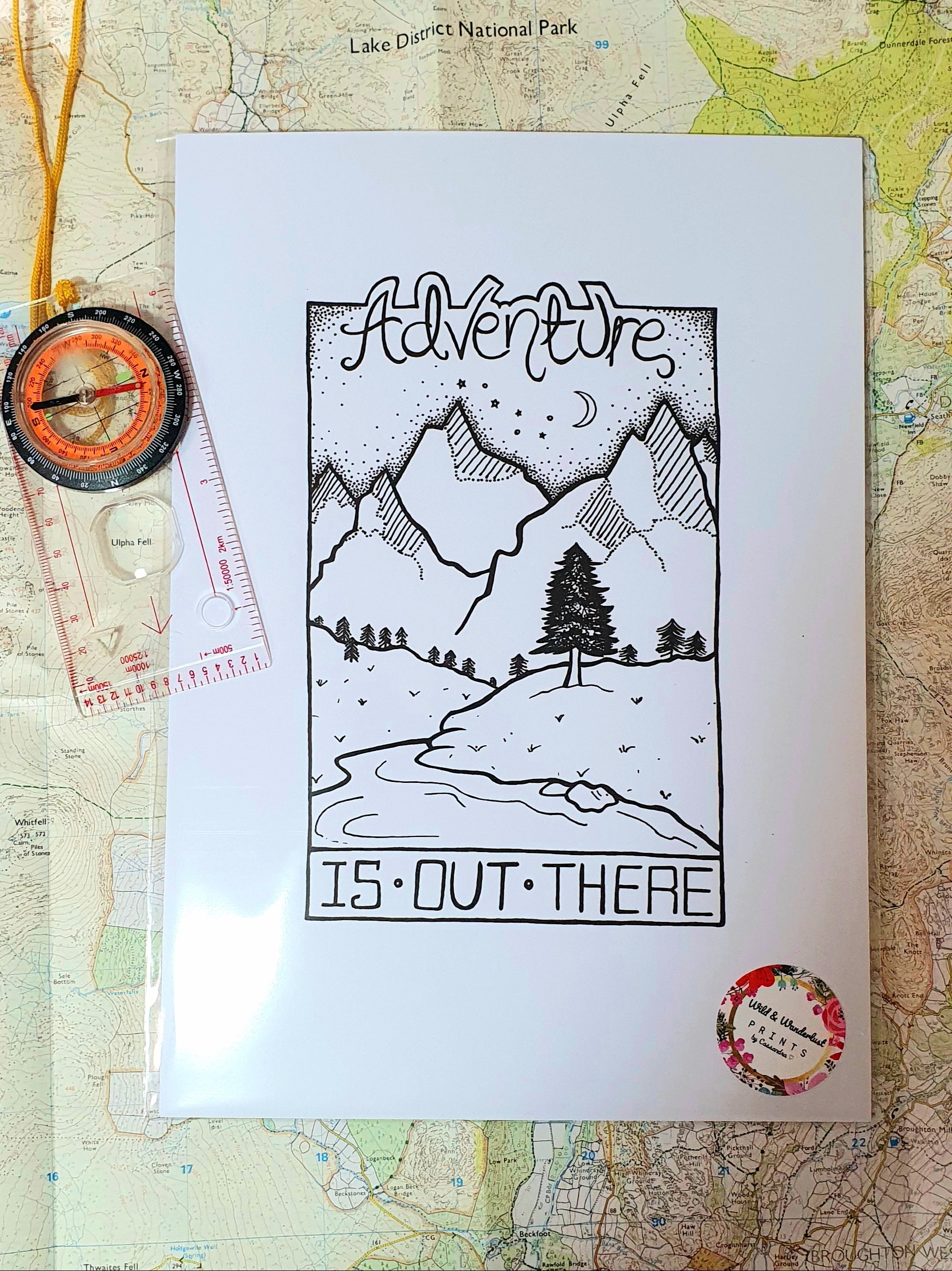 Hand-drawn Adventure is Out There Print A4, Adventure, Exploring, the ...