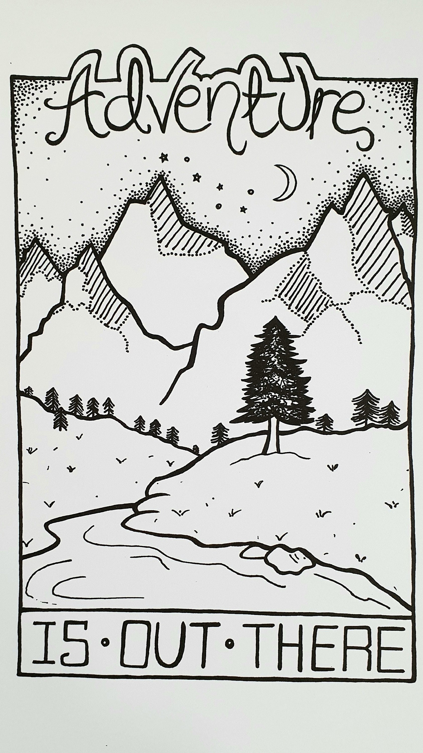 Hand-drawn Adventure is Out There Print A4, Adventure, Exploring, the ...