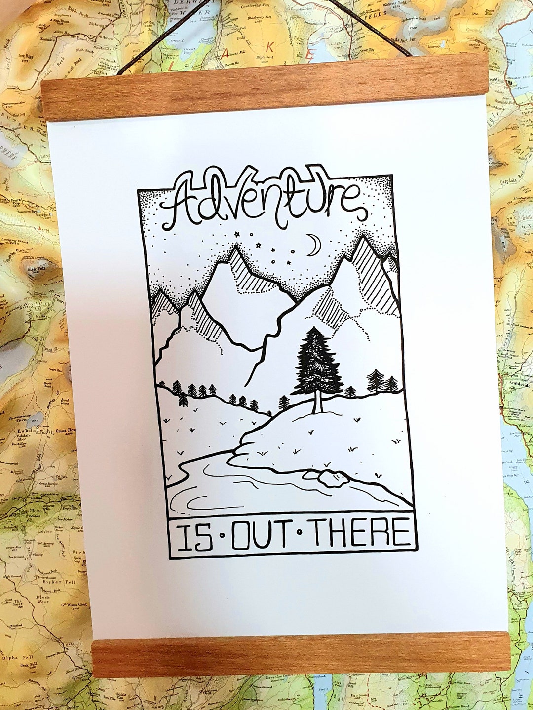 Hand-drawn Adventure is Out There Print A4, Adventure, Exploring, the ...