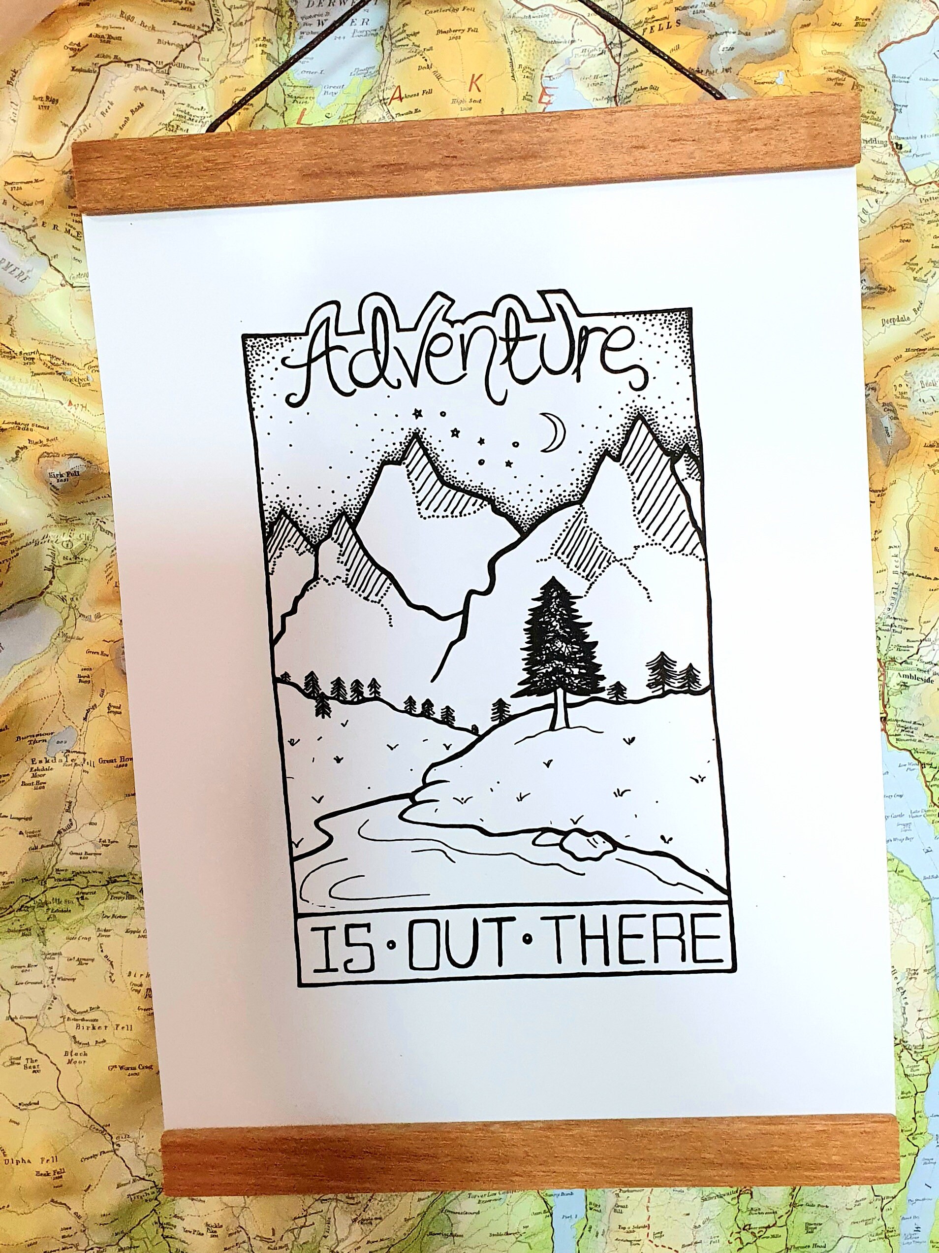 Hand-drawn Adventure is Out There Print A4, Adventure, Exploring, the ...