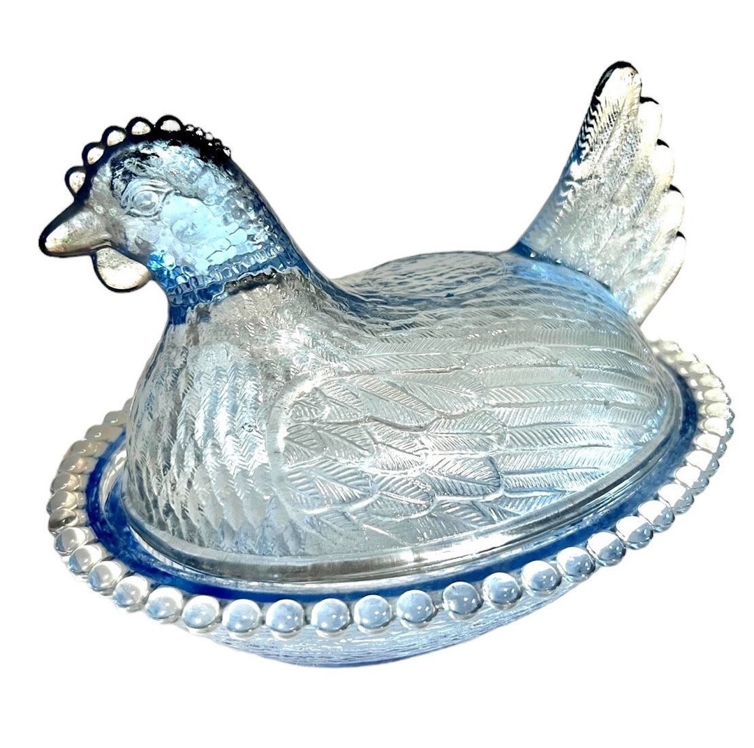 Vintage Indiana Blue Glass Hen Home Decor Gifts Gift - Etsy