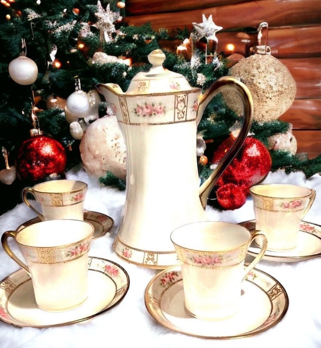 Antique Nippon Chocolate Pot Kitchen Antiques Home Decor Porcelin Gift ...