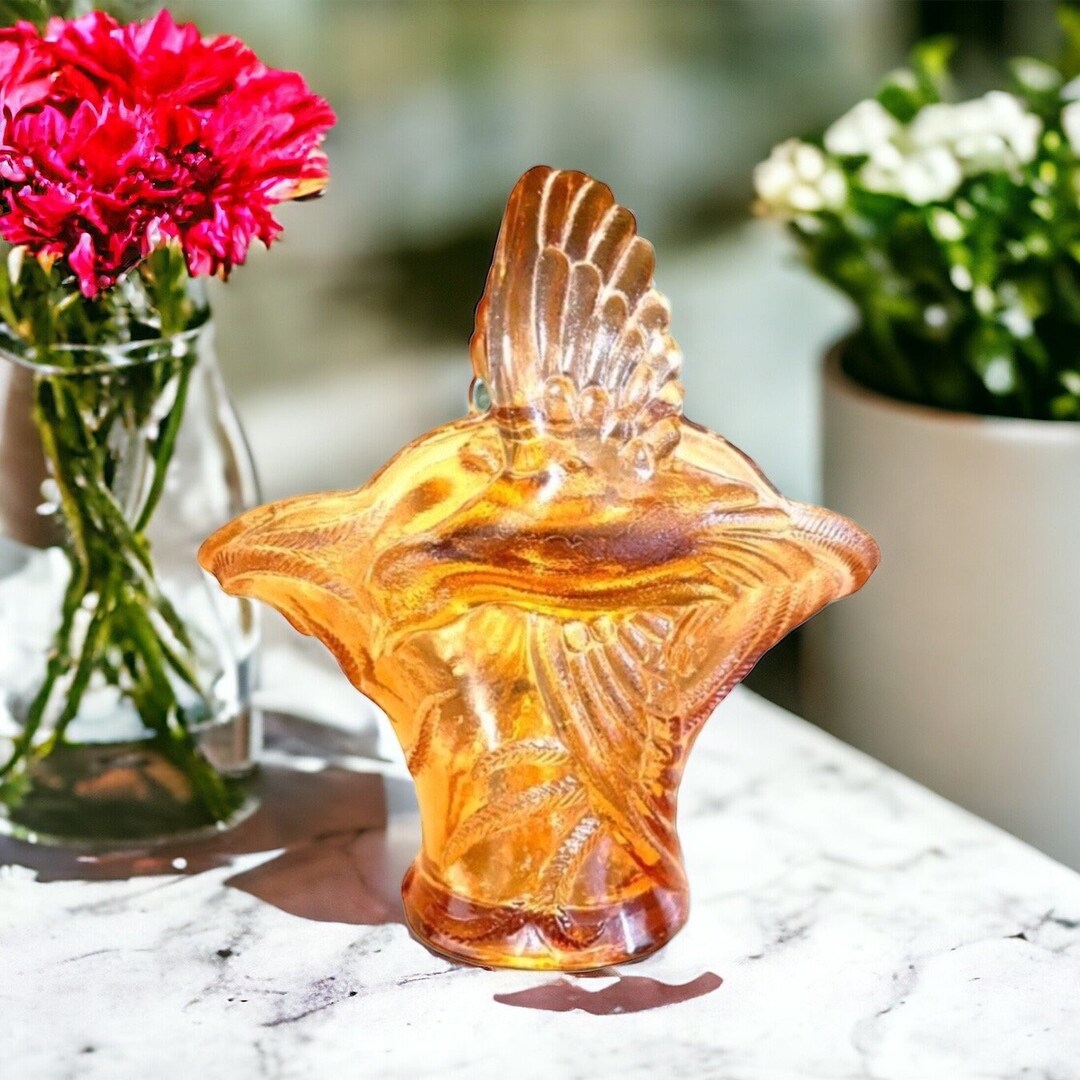 Vintage Orange Bird Glass Basket Vintage Orange Glass Gifts - Etsy