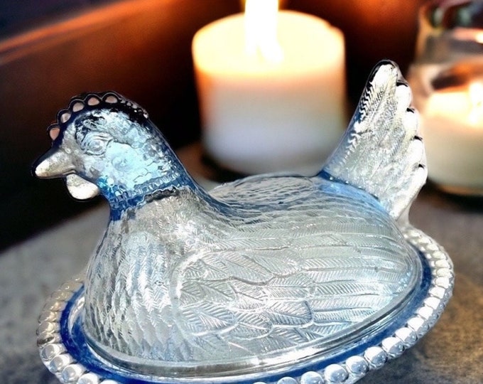 Vintage Indiana Blue Glass Hen Home Decor Gifts Gift Glass Chicken ...
