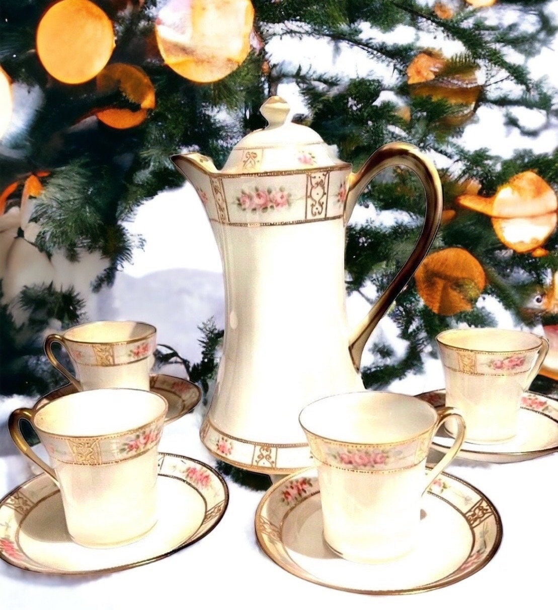 Antique Nippon Chocolate Pot Kitchen Antiques Home Decor Porcelin Gift ...