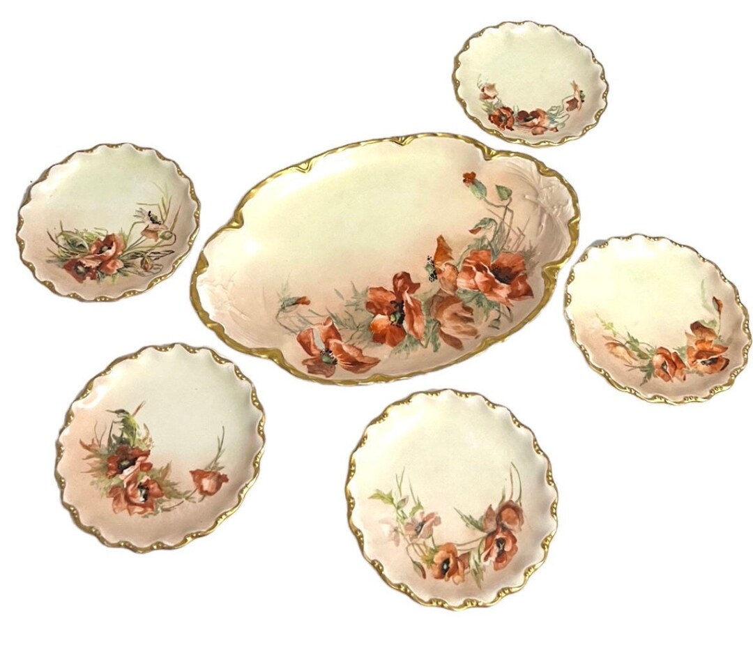 Antique Limoges Floral Porcelain Set - Etsy