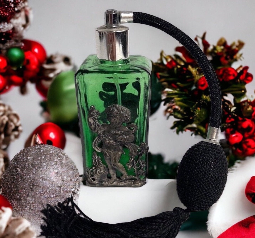 Vintage Green Perfume Bottle Green Glass Gift Gifts Angels - Etsy