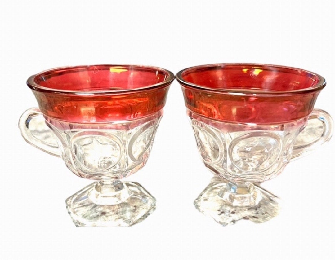 Vintage Kings Crown Ruby Red Punch Cups Glassware Gifts Kitchen Decor ...