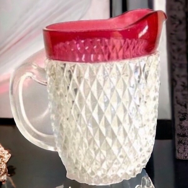Red Glass Pitcher - Etsy