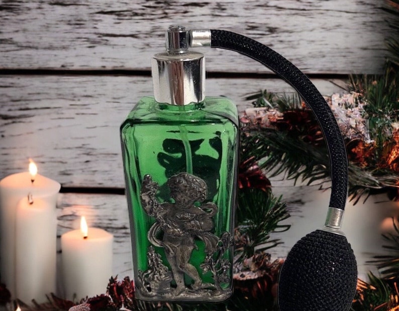 Vintage Green Perfume Bottle Green Glass Gift Gifts Angels - Etsy