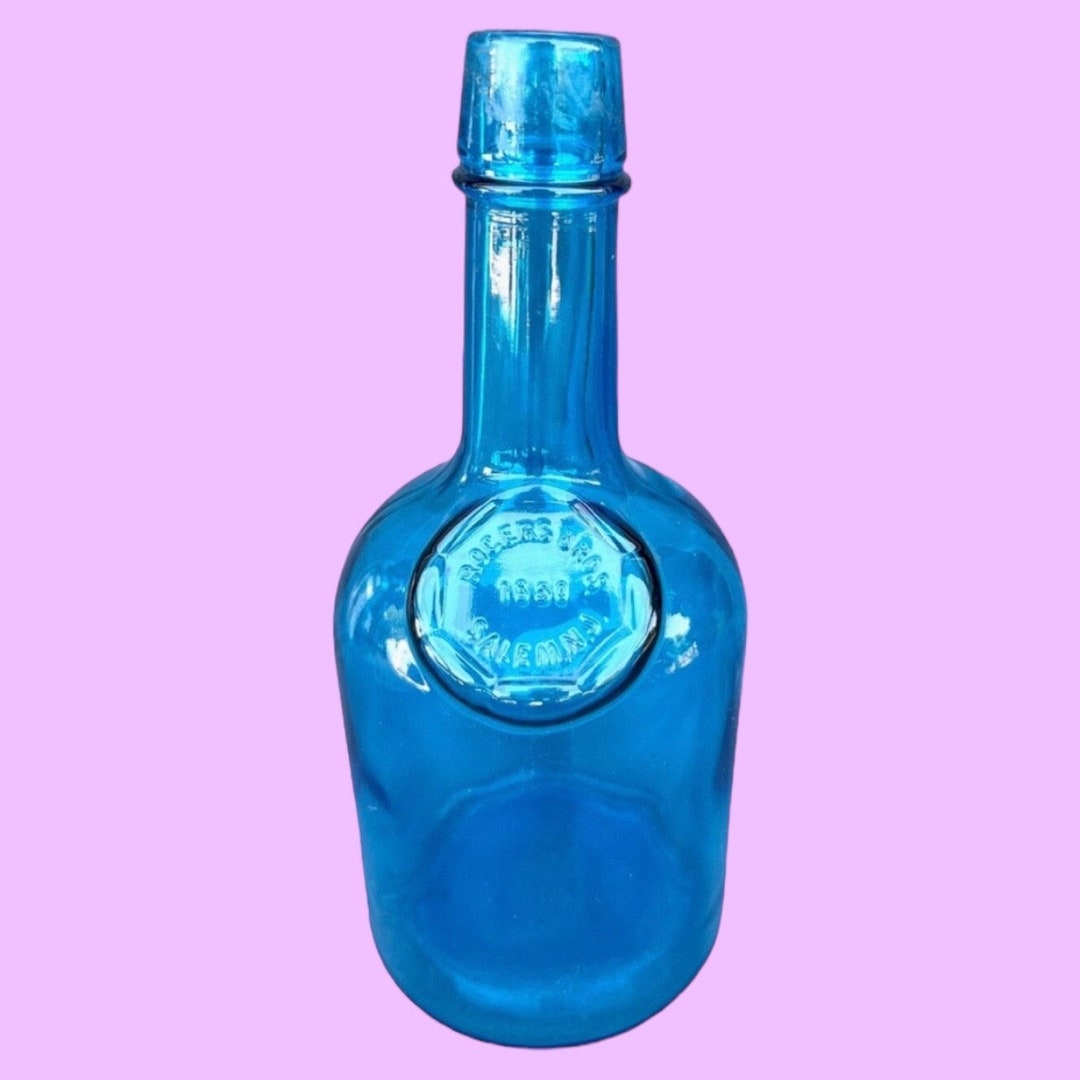 Vintage Blue Glass Bottle Home Decor Kitchen Gift Gifts - Etsy