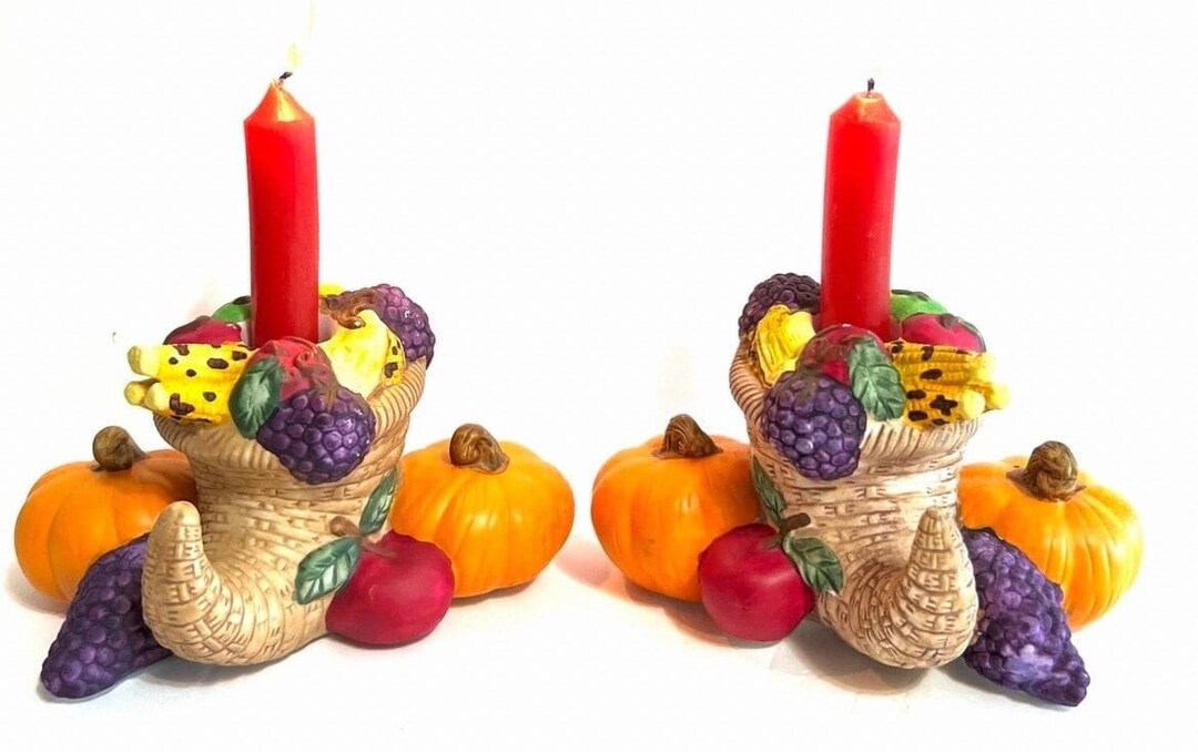 Vintage Thanksgiving Candle Holders Partylite Home Decor - Etsy