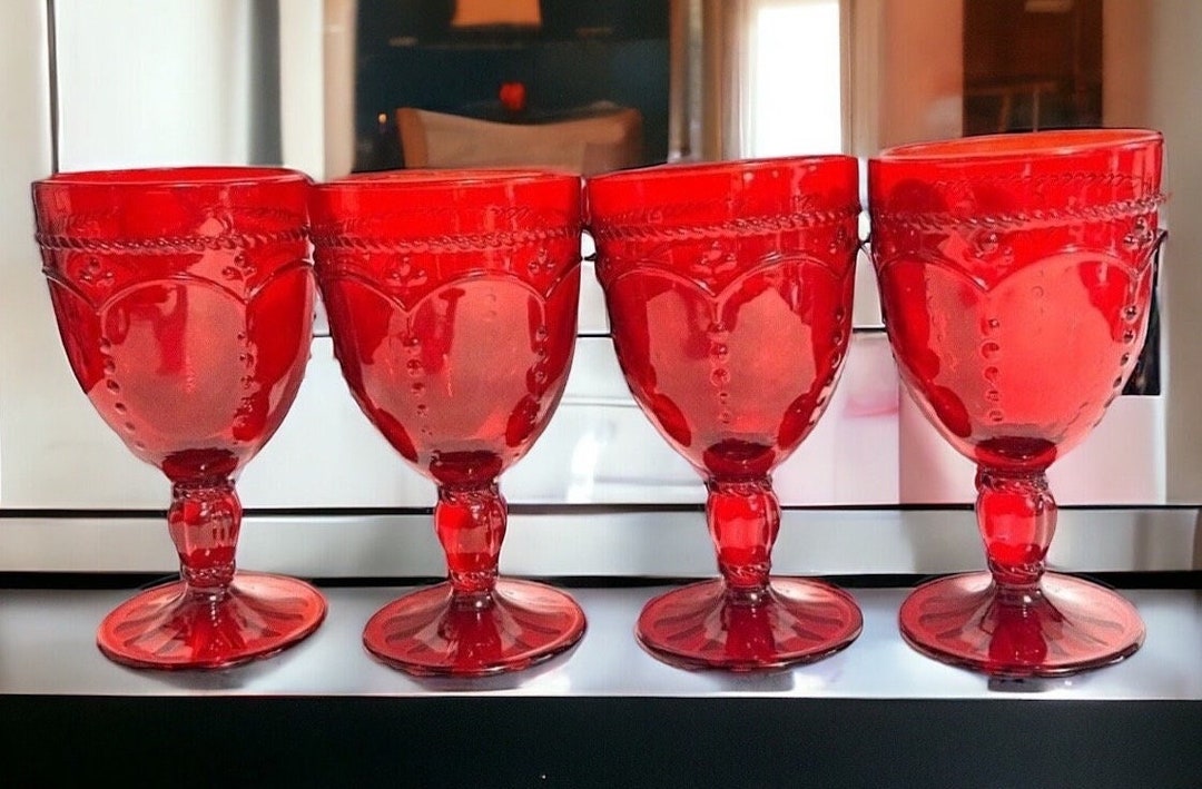 Vintage Princess House Red Wine Glasses Home Decor Gifts Ruby Red ...