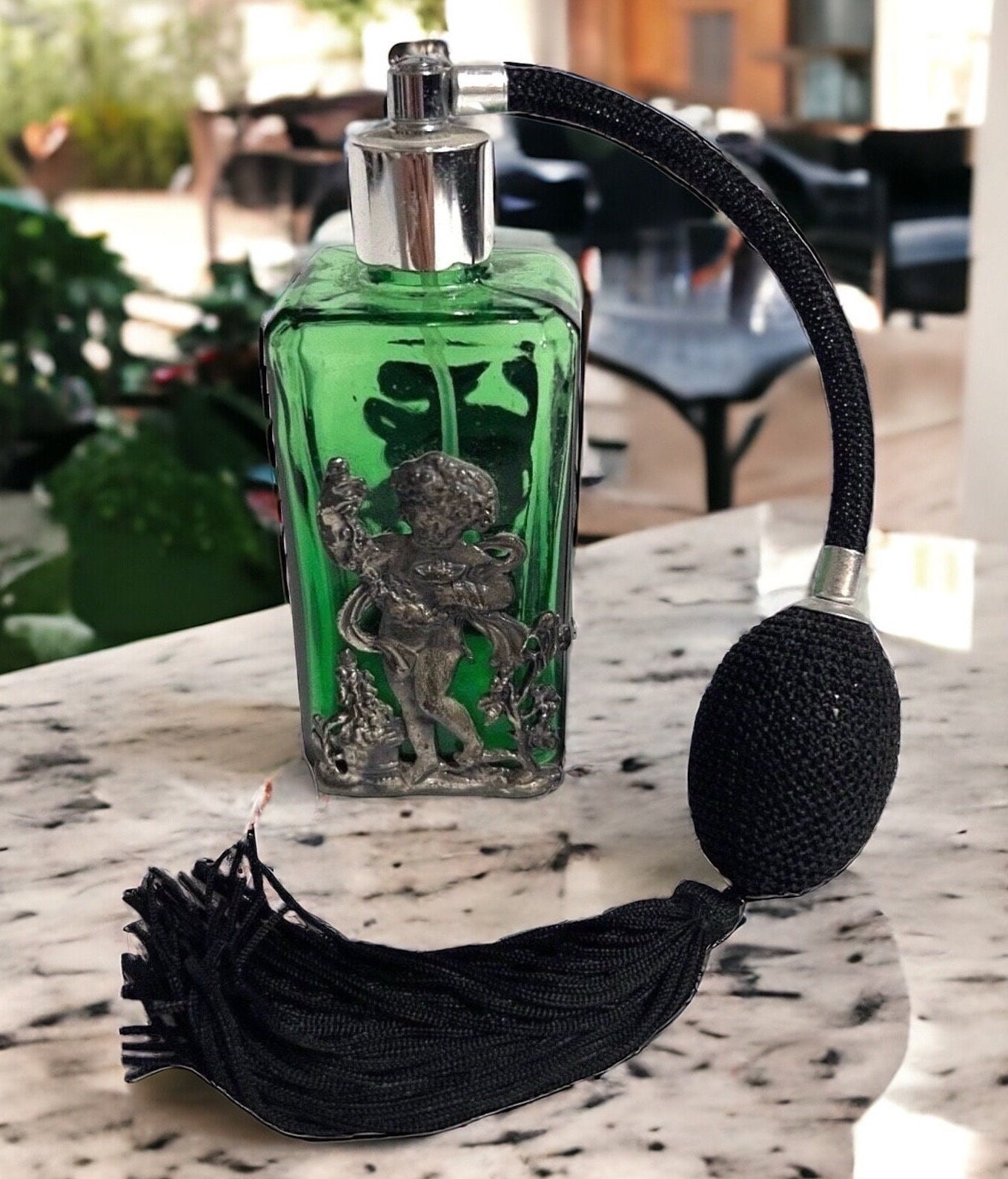 Vintage Green Perfume Bottle Green Glass Gift Gifts Angels - Etsy