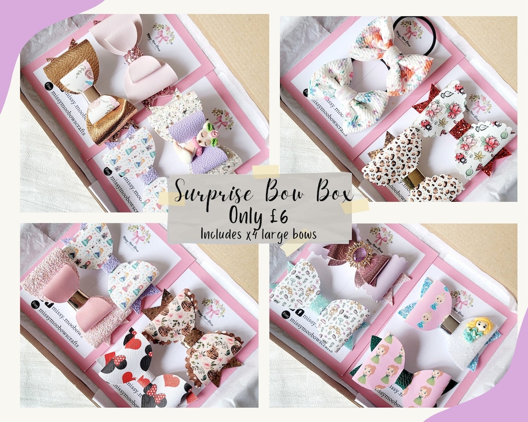 Surprise Bow Box, Bows for Girls, Birthday Gift for Girl, Glitter Hair ...