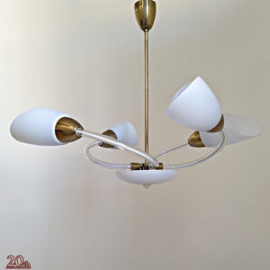 Vintage / Mid-century 4 Glass Arms Chandelier, Lustry Kamenicky Senov ...