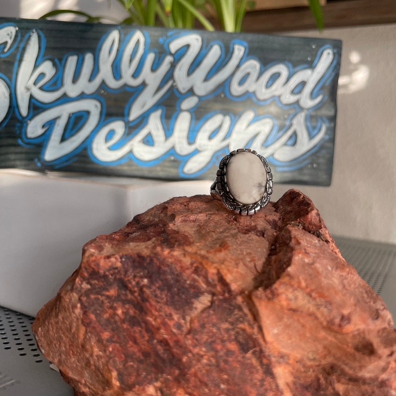 Beautiful White Stone Ring Vintage Large Stone Sterling Silver Handmade ...