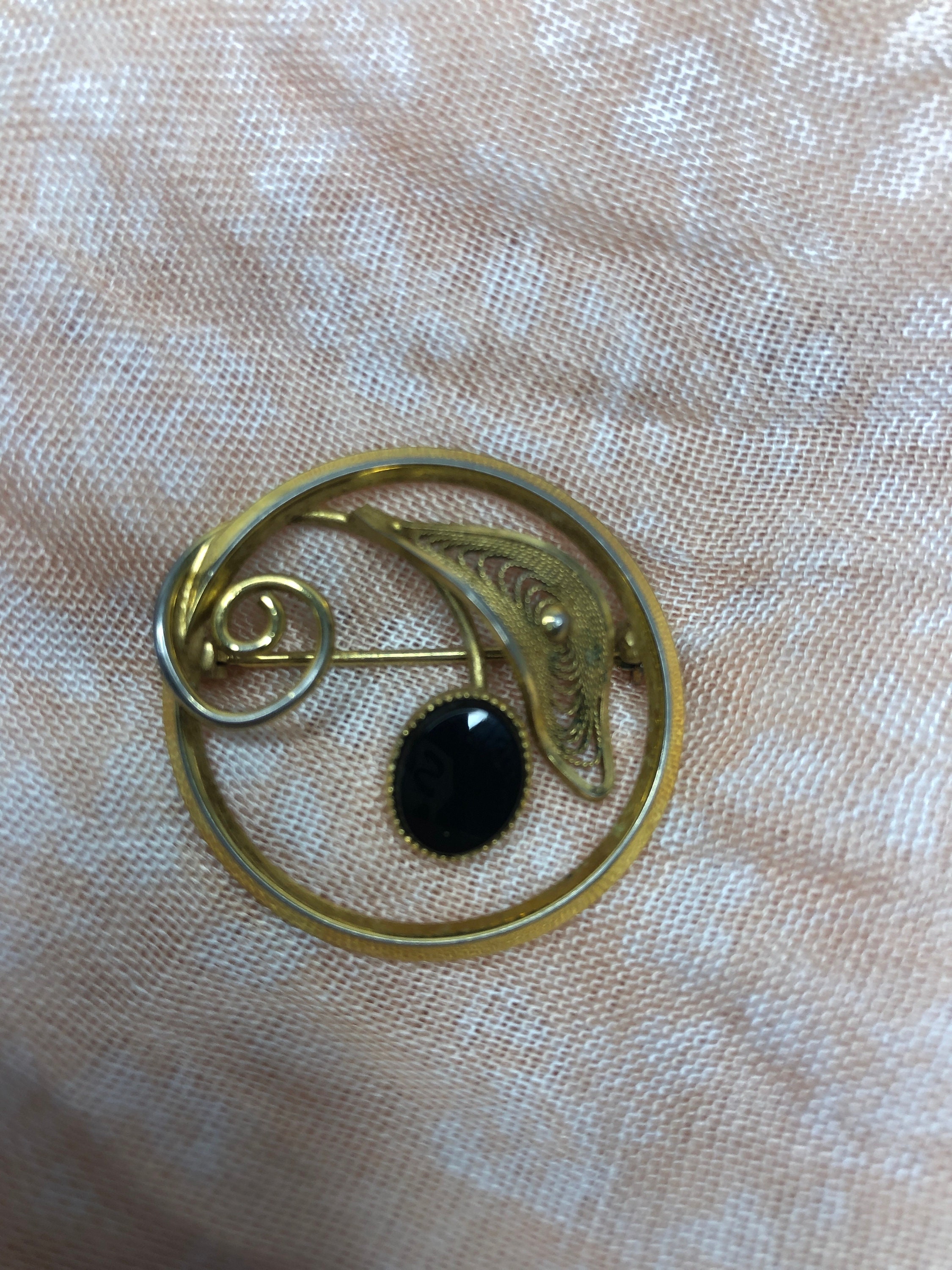 Vintage Winard Brooch 12kt GF Onyx - Etsy