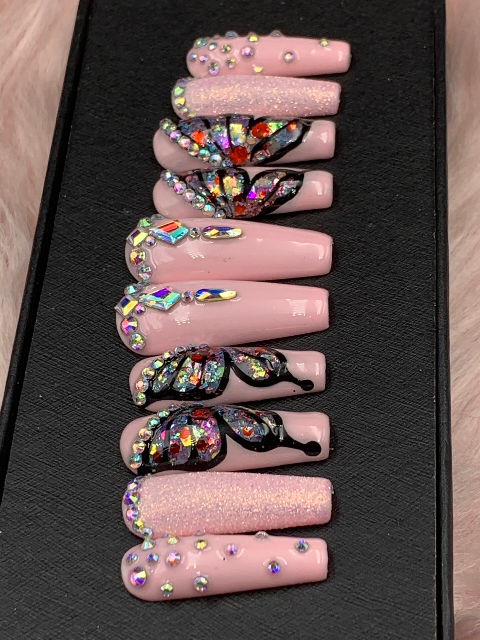 Monarch Butterfly Inspired | Press on Nails / Glue on Nails / Long Fake ...