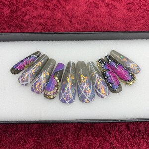 Purple Butterfly Ombre Press on Nails - Glue on Nails | Fun Nails ...