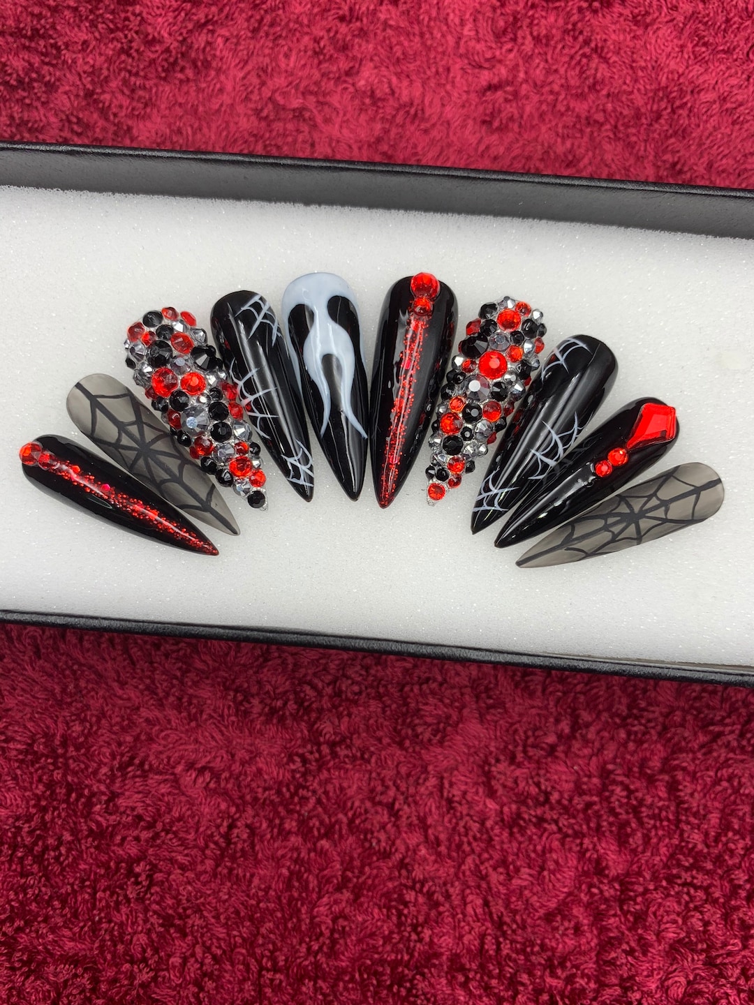 Mysterious Fire Press on Nails Cute Fake Nails Glue on Nails Press on ...