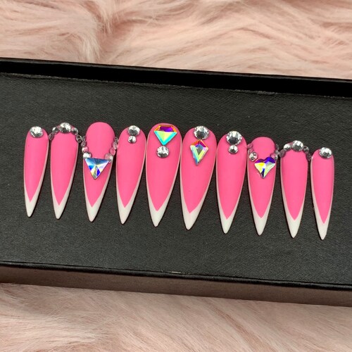 Fake Nails Set Luxury/ Acrylic Nails/ Handmade Nails/ Long - Etsy