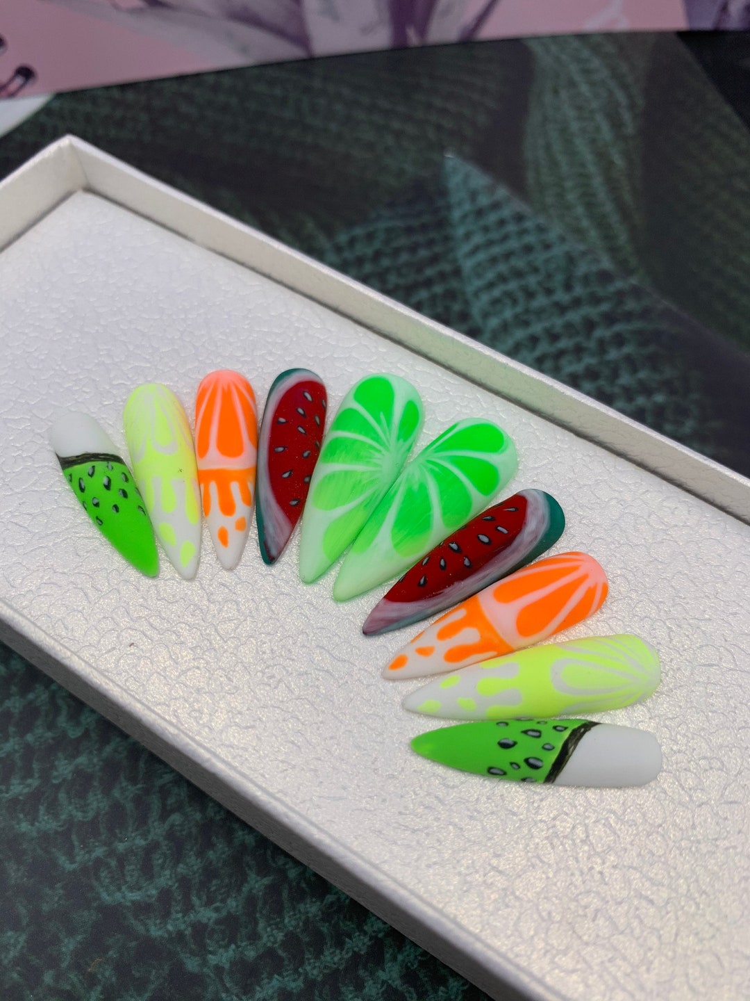 Fruit Fimo Mix | Cute Fake Nails | Glue on Nails | Press on Nails ...