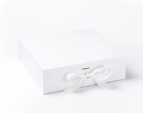 White LARGE Gift Box Luxury Magnetic Gift Box With Ribbon for - Etsy