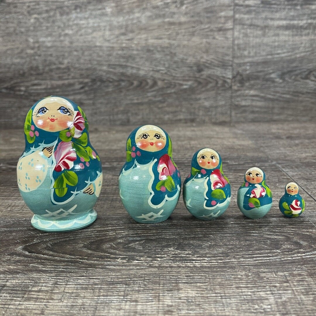 Floral 5 Piece Russian Nesting Dolls Matryoshka, Hand Painted - Etsy
