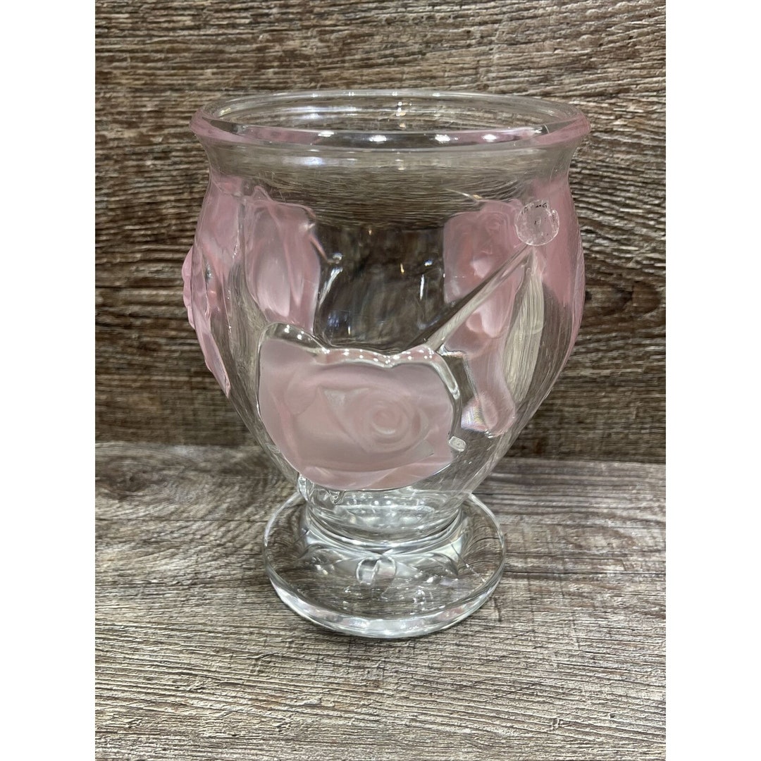 Teleflora Crystal Raised Pink Roses Frosted Large Vase - Etsy