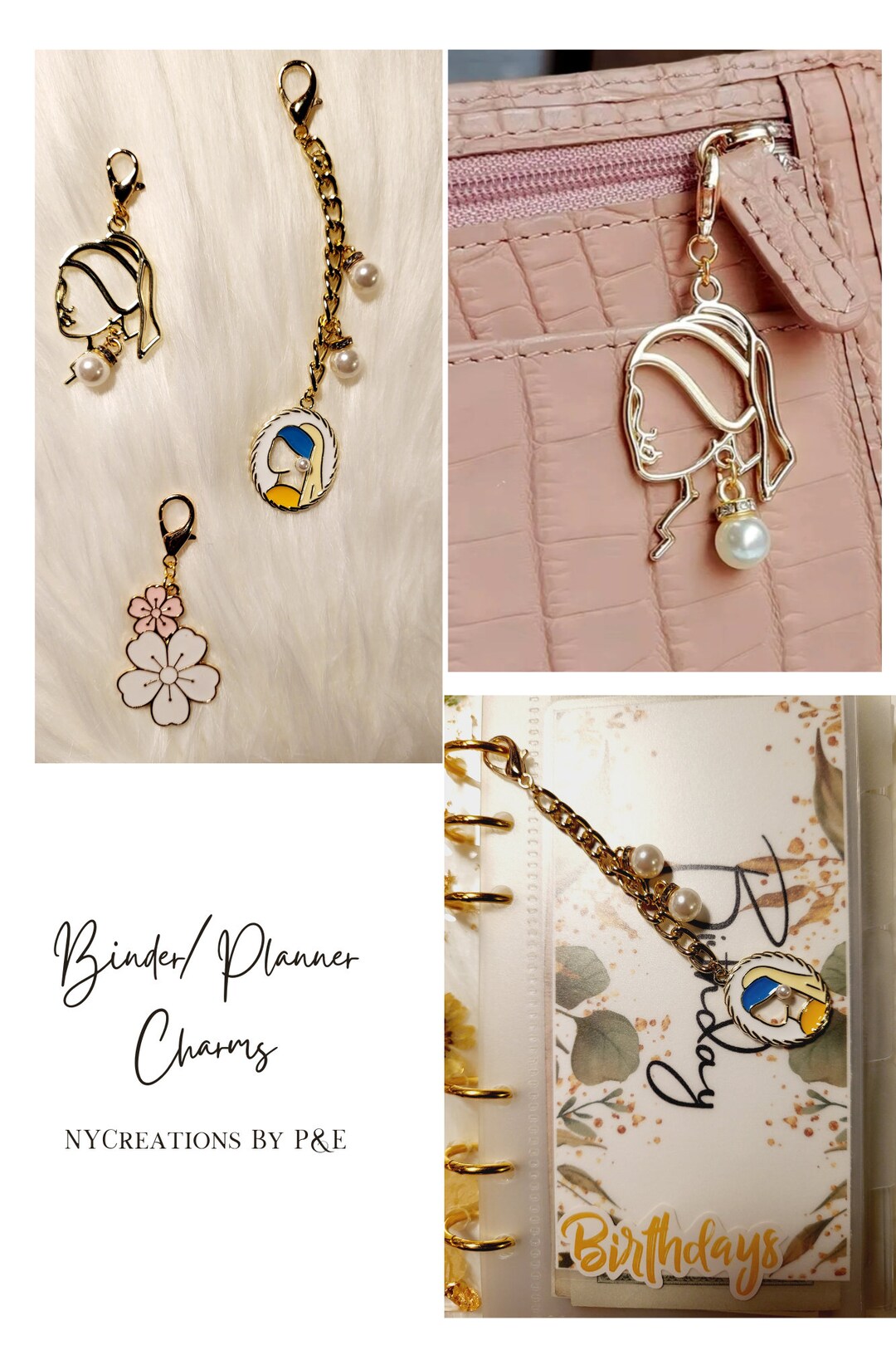 Binder Charms L Planner Charms L Binder Zipper Charm L Budget Binder ...