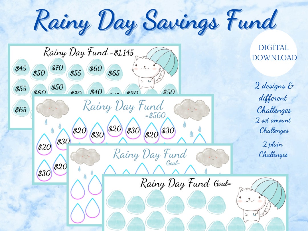 Savings Challenge Rainy Day Challenge Rainy Day Fund Printable Rainy ...