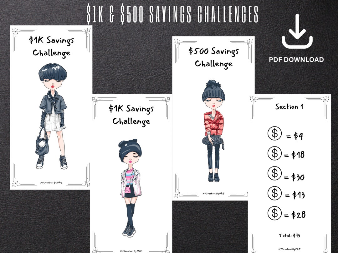 Printable Cash Envelope Savings Challenges | 1K and 500 Dollar Savings ...